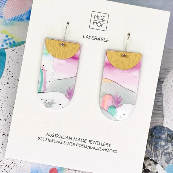 Moe Moe - Laura Blythman Moon reef layered tab drop earrings | Cambrelle's