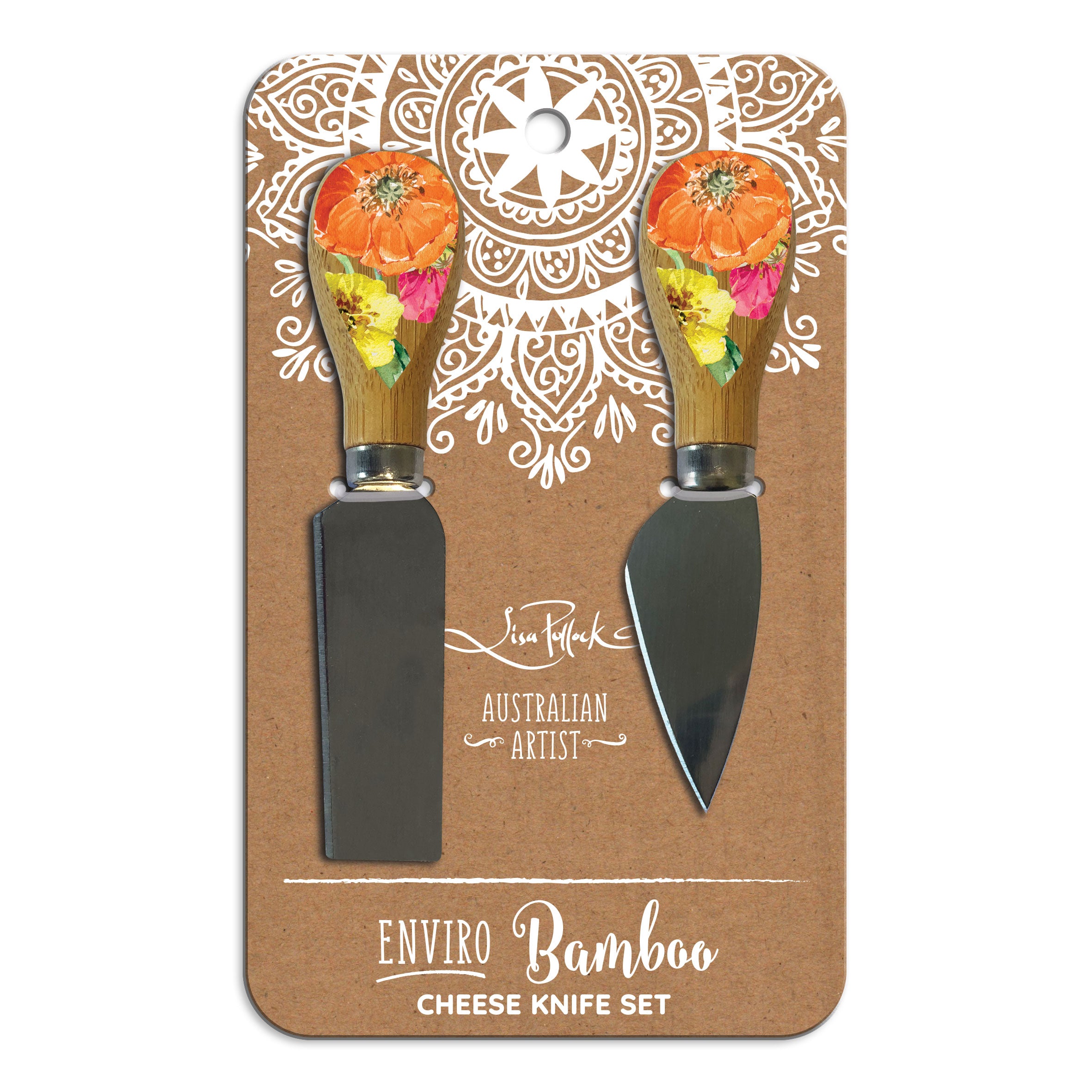 Lisa Pollock Cheese Knives - Bright Poppies | Cambrelle's